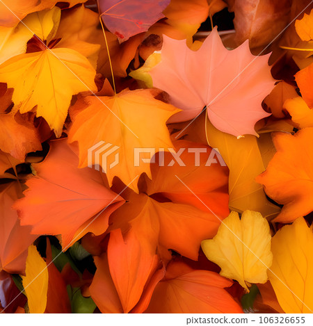 Autumn orange, leaves fall abstract background,...-插圖素材 [106326655 ...