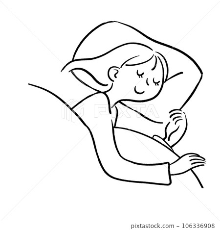 A woman sleeping peacefully line drawing - Stock Illustration ...