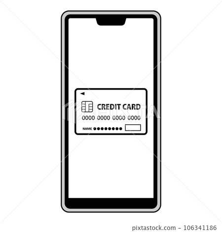 Smartphone with credit card displayed - Stock Illustration [106341186 ...