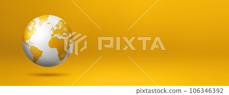 World globe, earth map, isolated on yellow.... - Stock Illustration ...