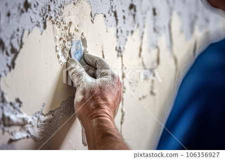 Painter preparing a wall for painting,... - Stock Illustration ...