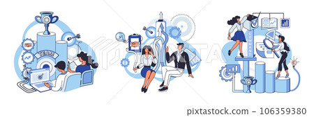 Team solving problems. FAQ question and answer,... - Stock Illustration ...