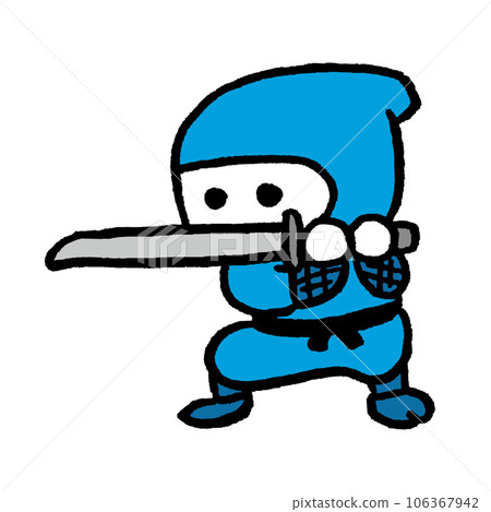 Cute ninja in blue clothes using ninjutsu - Stock Illustration ...