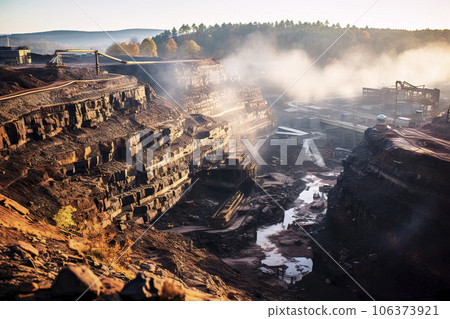 Open pit mining in a solid rock deposit with a... - Stock Illustration ...