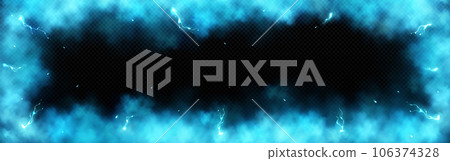 Blue lightning and smoke effect frame background - Stock Illustration ...