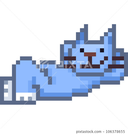Pixel illustration of a cat lying down - Stock Illustration [106378655 ...