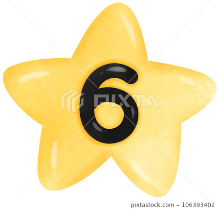 Cute star watercolor number six - Stock Illustration [106393402] - PIXTA