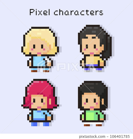 vector illustration of pixel woman character-插圖素材 [106401785] - PIXTA圖庫