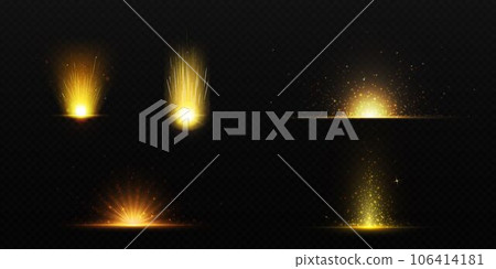 Golden explode glow effect - shine light rays - Stock Illustration [106414181] - PIXTA
