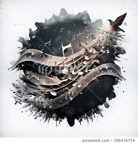 Winter Music Collage, Surreal Contemporary... - Stock Illustration ...