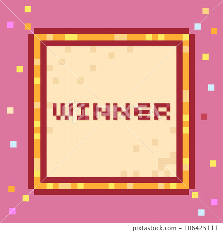 Winner sign. Pixel art style icon card 8-bit... - Stock Illustration ...