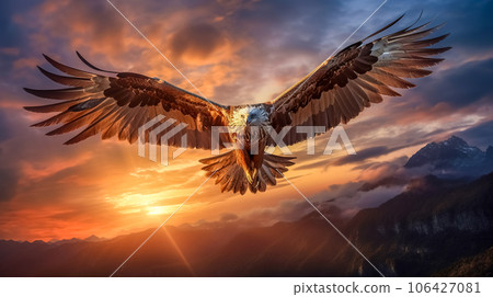 Bald Eagle Flying Sunset Poster Bald Eagle Flying Above The Clouds