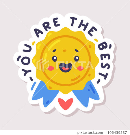 Positive Sticker Design with Insignia and You... - Stock Illustration ...