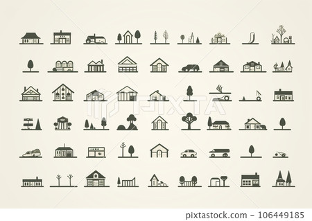 Housing pictogram (yellow and green) - Stock Illustration [106449185 ...