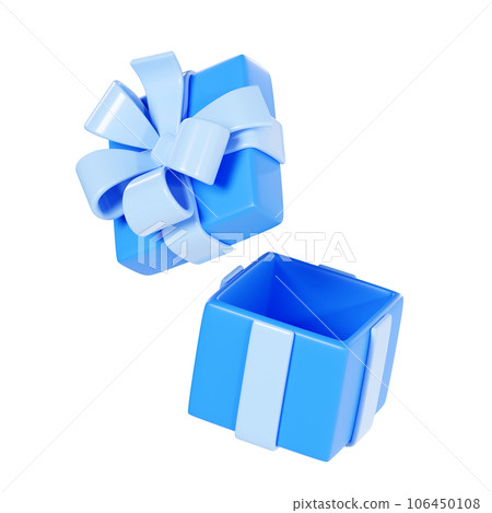 Open floating blue gift box 3d render...-插圖素材 [106450108] - PIXTA圖庫