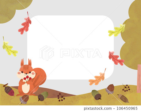 Autumn animal cute frame illustration material - Stock Illustration ...