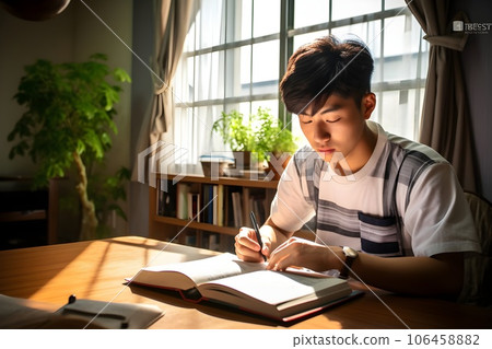 High school boy studying 1 AI generated image - Stock Illustration ...
