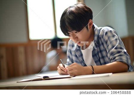 High school boy studying 7 AI generated image - Stock Illustration ...