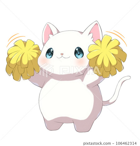 White cat cheering - Stock Illustration [106462314] - PIXTA
