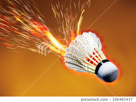 a Badminton sport shuttlecock comet fire tail... - Stock Illustration ...