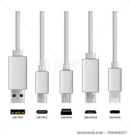 Usb Cable Vector 466 Usb Cable With Port Stock Photos, High Res