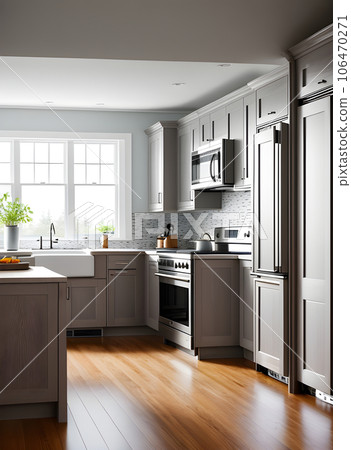 Realistic interior kitchen design detailed shot. - Stock Illustration ...