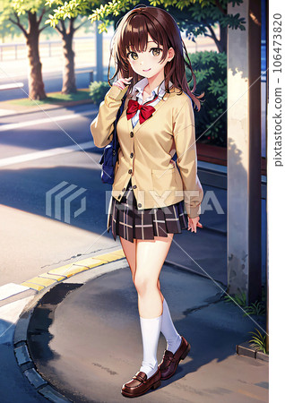 AI-generated image of a cute high school girl - Stock Illustration ...