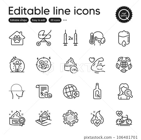 Set of Healthcare outline icons. Contains icons... - Stock Illustration ...