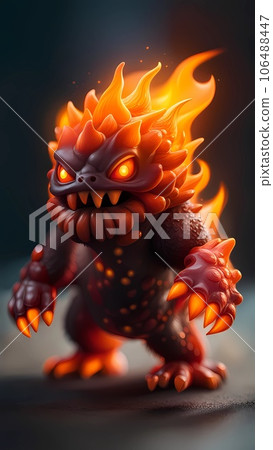 3d fire monster cartoon character illustration - Stock Illustration ...