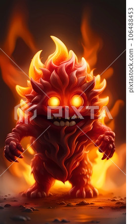 3d fire monster cartoon character illustration - Stock Illustration ...