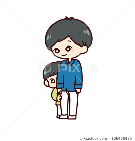 son hiding behind father - Stock Illustration [106488480] - PIXTA