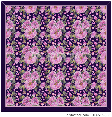 Head scarf mockup with roses Watercolor... - Stock Illustration ...