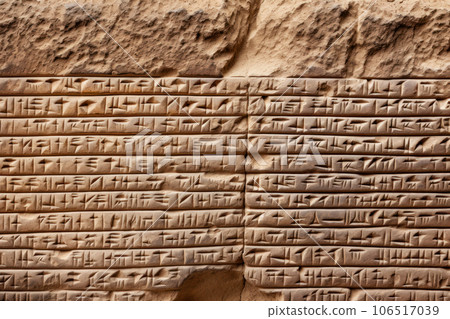 Old stone wall with ancient cuneiform of...-插圖素材 [106517039] - PIXTA圖庫