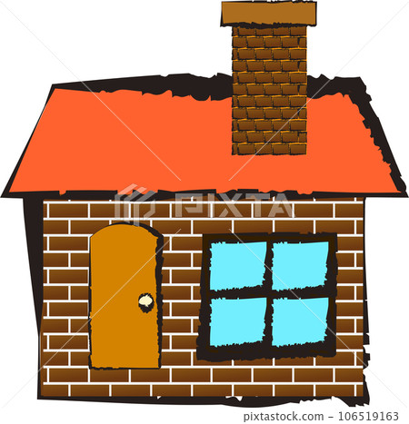 Hand drawn cute brick house illustration - Stock Illustration ...
