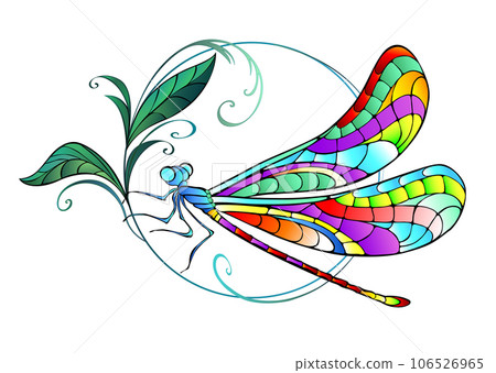 Mosaic dragonfly in circle - Stock Illustration [106526965] - PIXTA