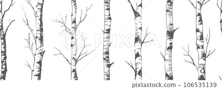 Tree horizontal seamless pattern. Birch trunks... - Stock Illustration ...