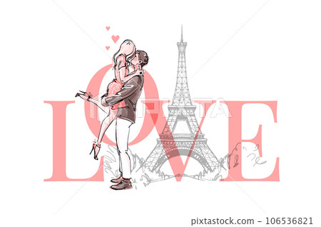 Modern love poster, beautiful couple in love... - Stock Illustration ...