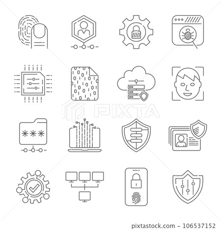 Personal data protection Icons, secure account... - Stock Illustration ...