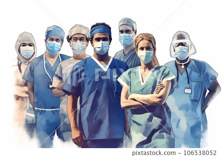 Portrait of a medical team, illustration - Stock Illustration ...