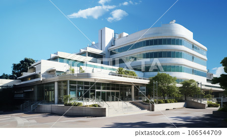 Blue sky and hospital exterior - Stock Illustration [106544709] - PIXTA