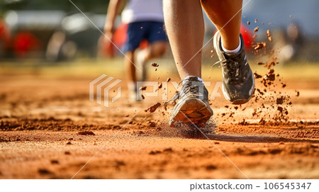 Children's feet running on the ground - Stock Illustration [106545347 ...