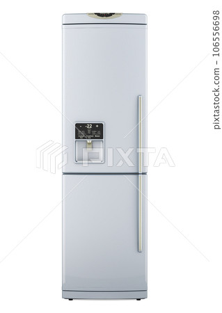 Refrigerator, silver fridge. 3D rendering - Stock Illustration ...