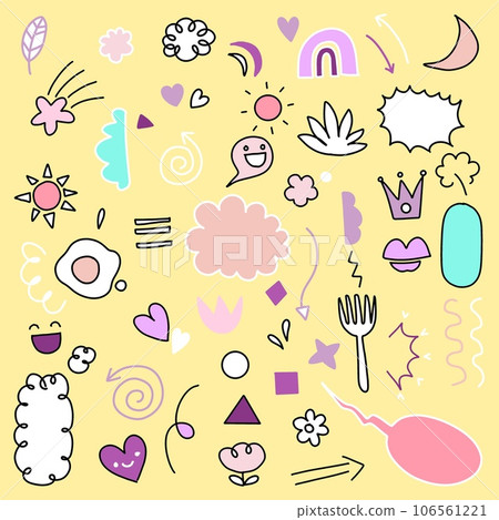 cute hand drawn doodle set, love, cute thing... - Stock Illustration ...