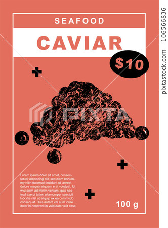 Caviar. Set of posters of fishes and seafood in... - Stock Illustration ...