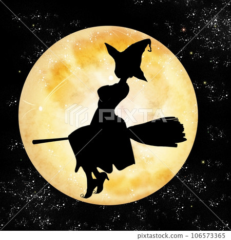 full moon and witch - Stock Illustration [106573365] - PIXTA