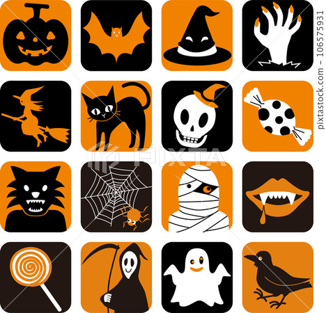 16 types of square icons for Halloween - Stock Illustration [106575931 ...
