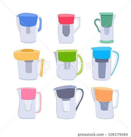 water pitcher set cartoon vector illustration - Stock Illustration ...