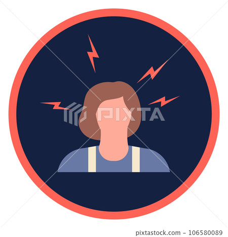 Stress round icon. Woman with headpain.... - Stock Illustration ...