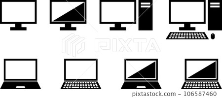 Simple computer icon set with color - Stock Illustration [106587460 ...