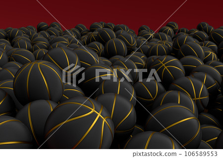 Many of flying black basketball ball falling on...-插圖素材 [106589553 ...